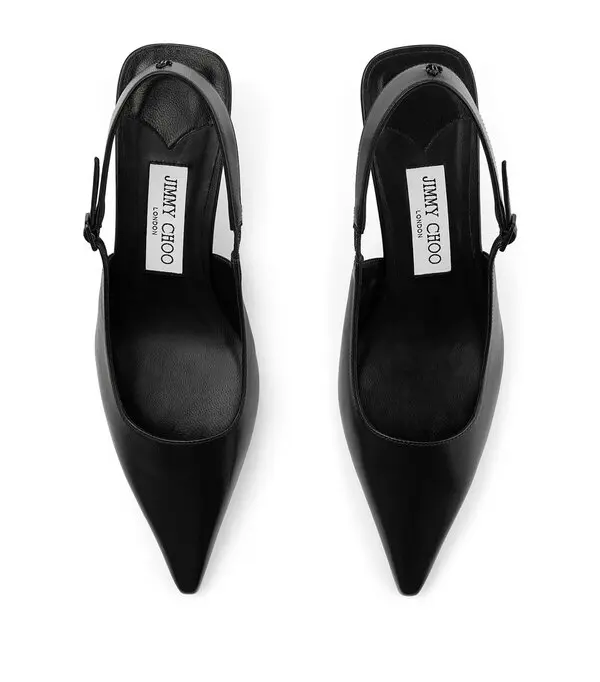 JIMMY CHOO Amel 50 Leather Slingback Pumps - Black
