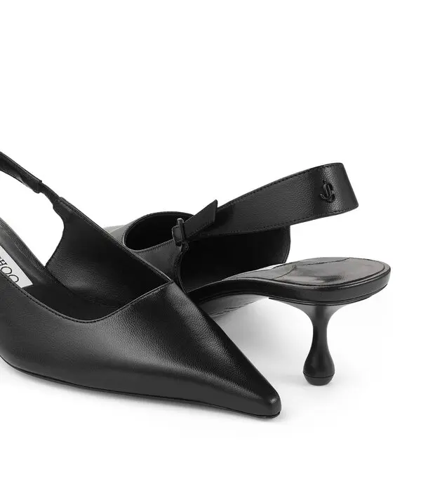 JIMMY CHOO Amel 50 Leather Slingback Pumps - Black