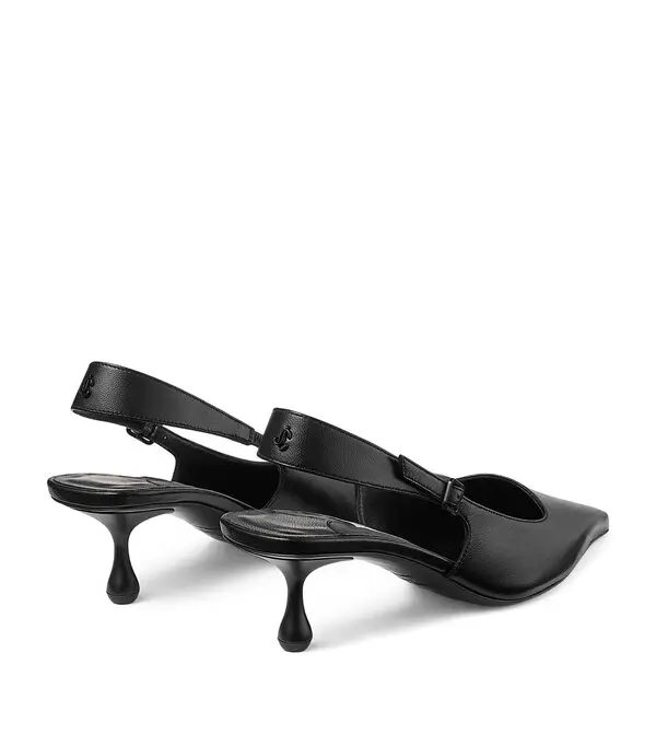JIMMY CHOO Amel 50 Leather Slingback Pumps - Black