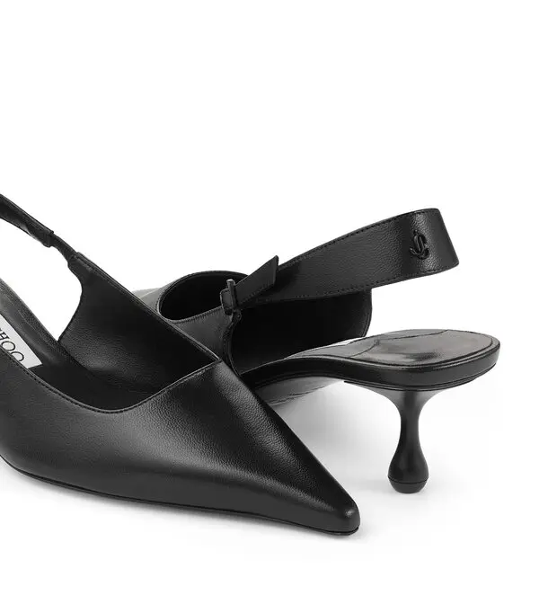 JIMMY CHOO Amel 50 Leather Slingback Pumps - Black