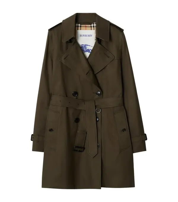 Burberry Kensington Tropical Gabardine Trench Coat - Green