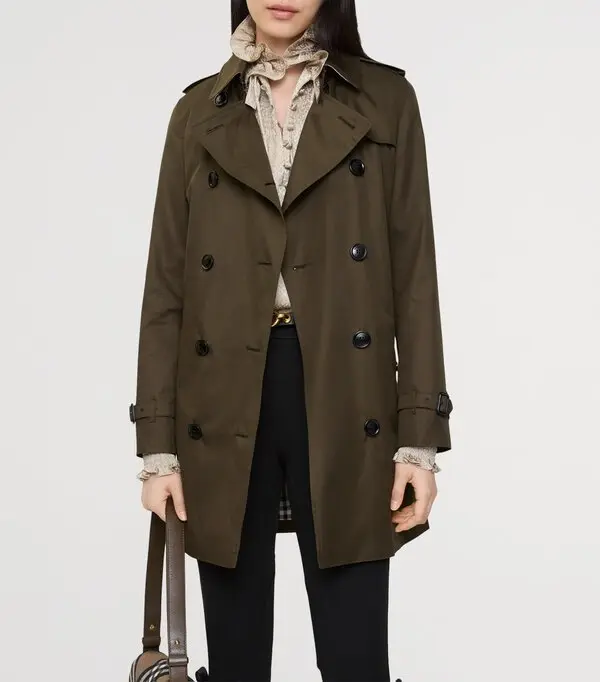 Burberry Kensington Tropical Gabardine Trench Coat - Green