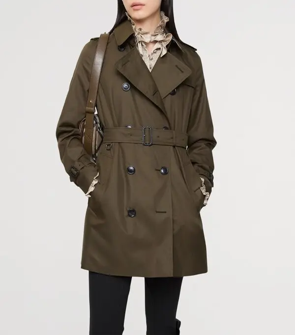 Burberry Kensington Tropical Gabardine Trench Coat - Green