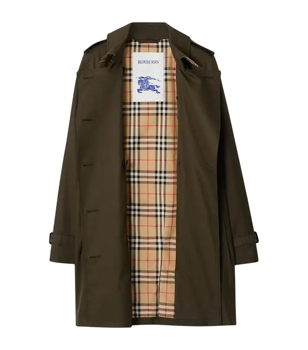 Burberry Kensington Tropical Gabardine Trench Coat - Green
