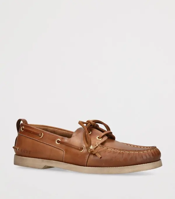 GOLDEN GOOSE Leather Boat Shoes - Beige
