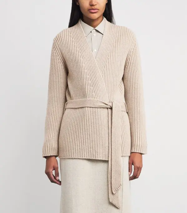 Harrods Cashmere Longline Cardigan - Beige