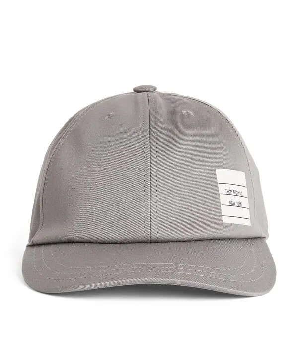Thom Browne Name Tag Baseball Cap - Grey