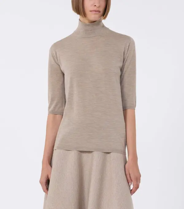 Max Mara Virgin Wool High-neck Top - Brown