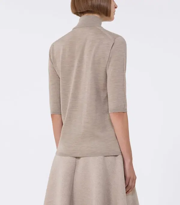 Max Mara Virgin Wool High-neck Top - Brown