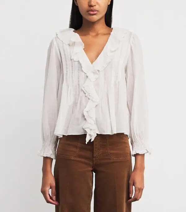 DÔEN Ruffled Hardy Blouse - White