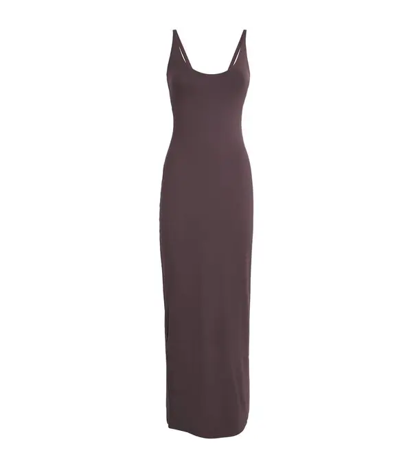 SKIMS Smooth Lounge Scoop-neck Maxi Dress - Burgundy