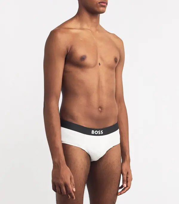 BOSS Stretch-cotton Logo Briefs - White