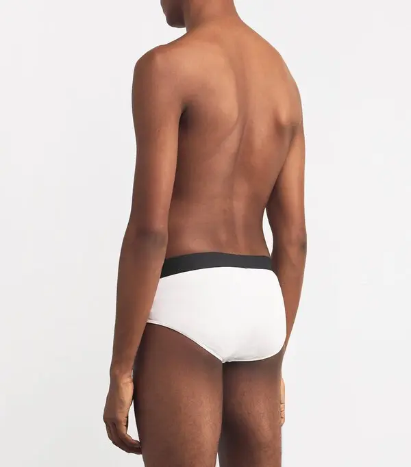 BOSS Stretch-cotton Logo Briefs - White