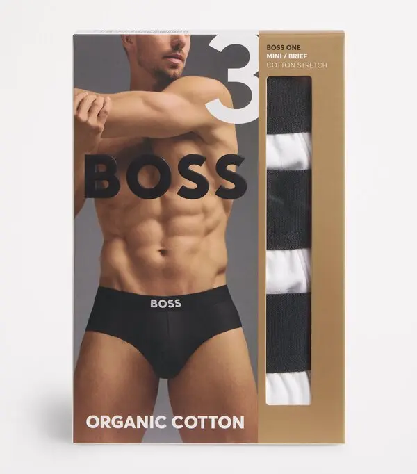 BOSS Stretch-cotton Logo Briefs - White