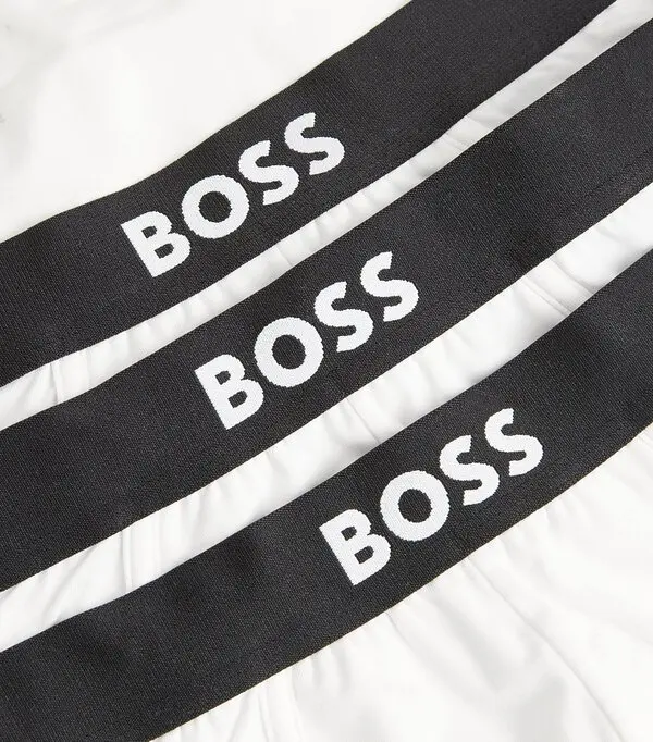 BOSS Stretch-cotton Logo Briefs - White