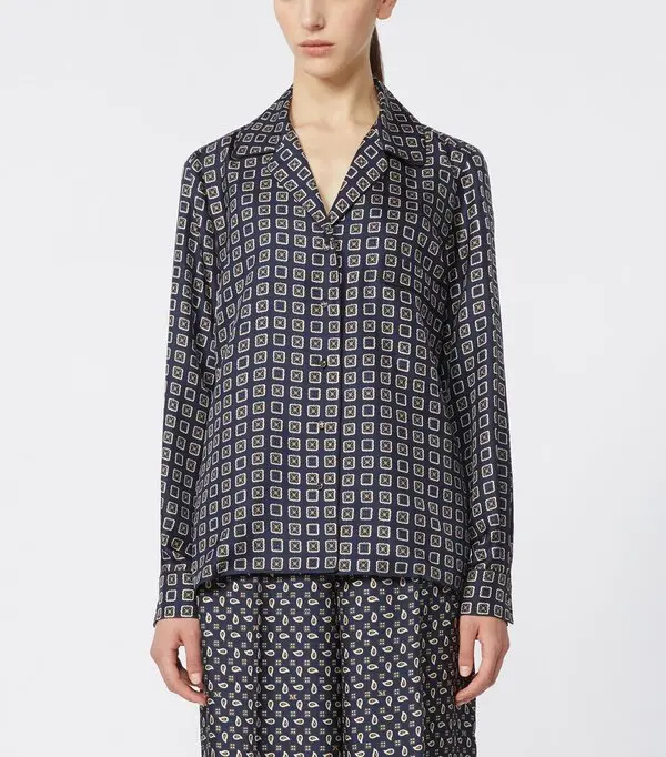 Max Mara Silk Printed Shirt - Blue