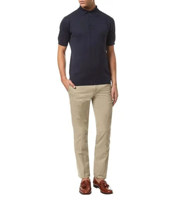 John Smedley Cotton-cashmere Elias Polo Shirt - Navy