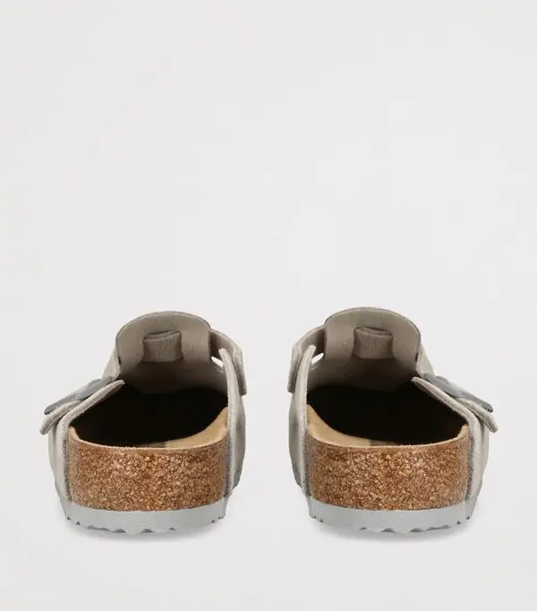 BIRKENSTOCK Suede Boston Clogs - Grey