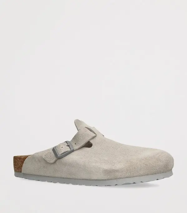 BIRKENSTOCK Suede Boston Clogs - Grey