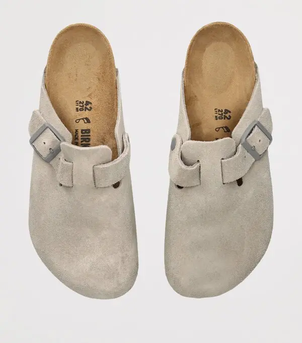 BIRKENSTOCK Suede Boston Clogs - Grey