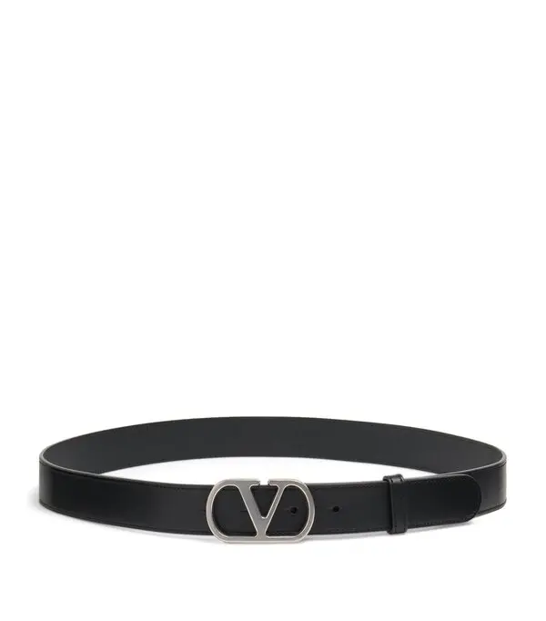 Valentino Garavani Vlogo Signature Leather Belt - Black