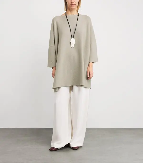 Eskandar Cashmere Split-sleeve Relaxed Sweater - Grey