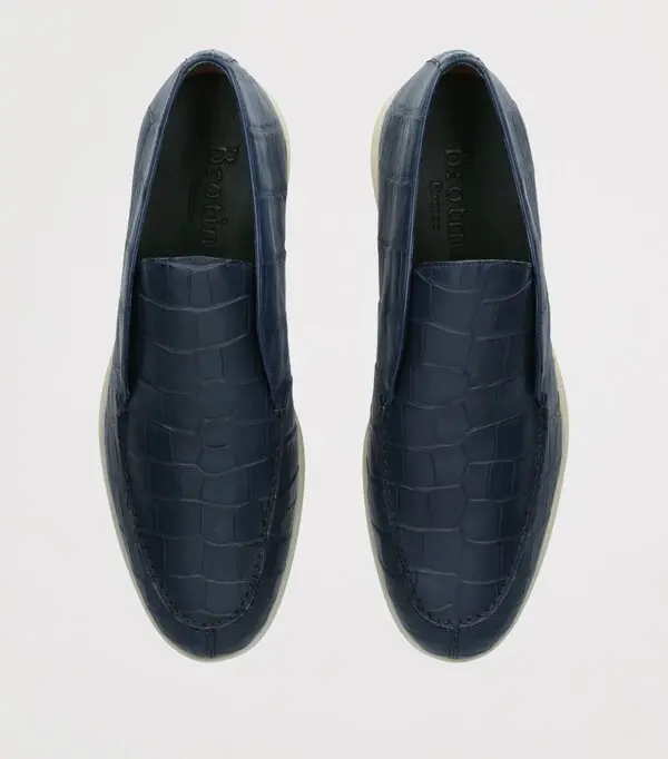 BROTINI Alligator Skin Ankle Boots - Navy