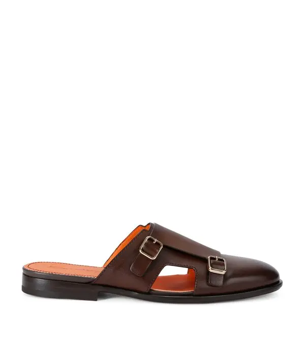 Santoni Monk Strap Leather Slippers