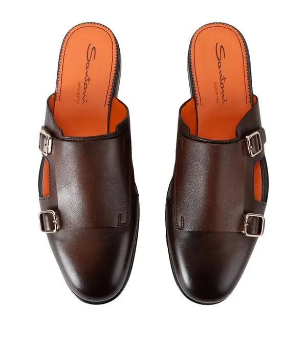 Santoni Monk Strap Leather Slippers