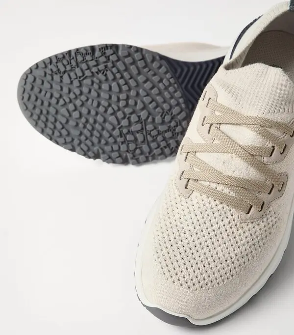 Brunello Cucinelli Knitted Low-top Sneakers - White