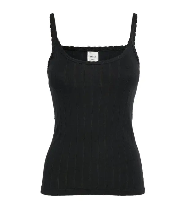 LESET Classic Pointelle Tank Top - Black
