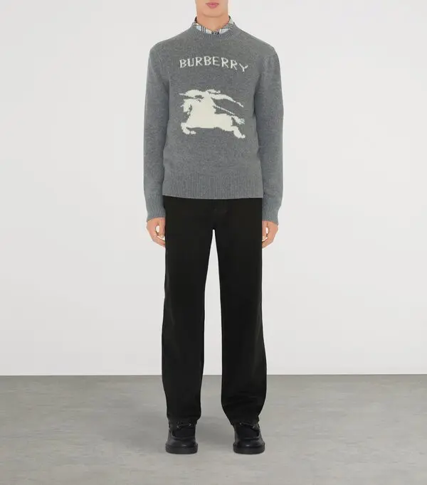 Burberry Wool-cashmere Ekd Sweater - Grey