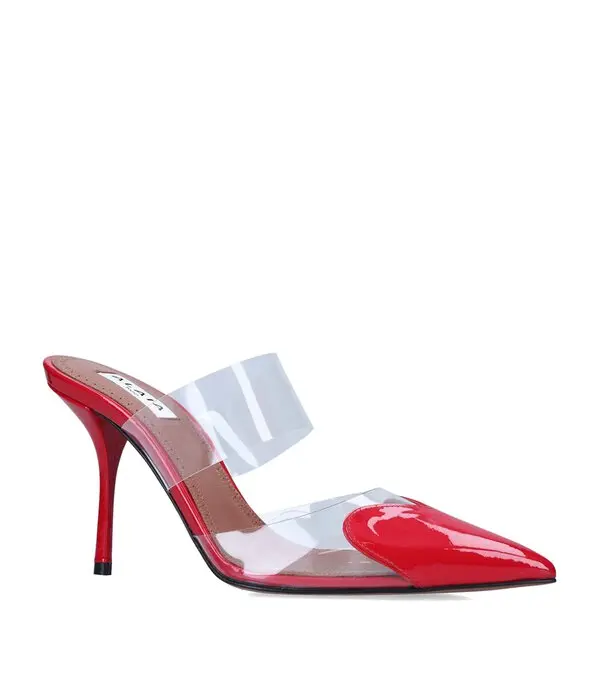 Alaïa Leather Coeur Mules - Red
