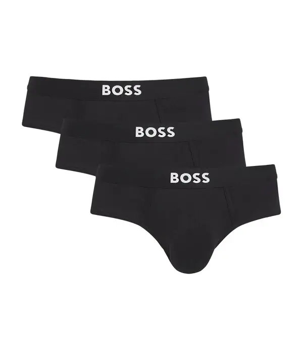 BOSS Stretch-cotton Logo Briefs - Black