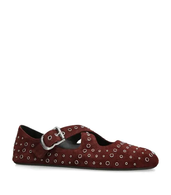 Alaïa Suede Criss-cross Ballet Flats - Brown