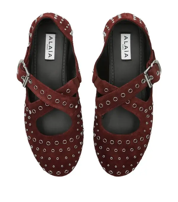Alaïa Suede Criss-cross Ballet Flats - Brown