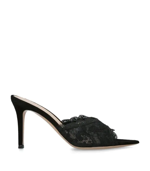 GIANVITO ROSSI Lace Claudia Mules - Black