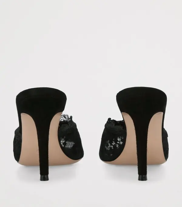 GIANVITO ROSSI Lace Claudia Mules - Black