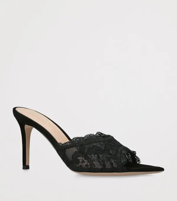 GIANVITO ROSSI Lace Claudia Mules - Black