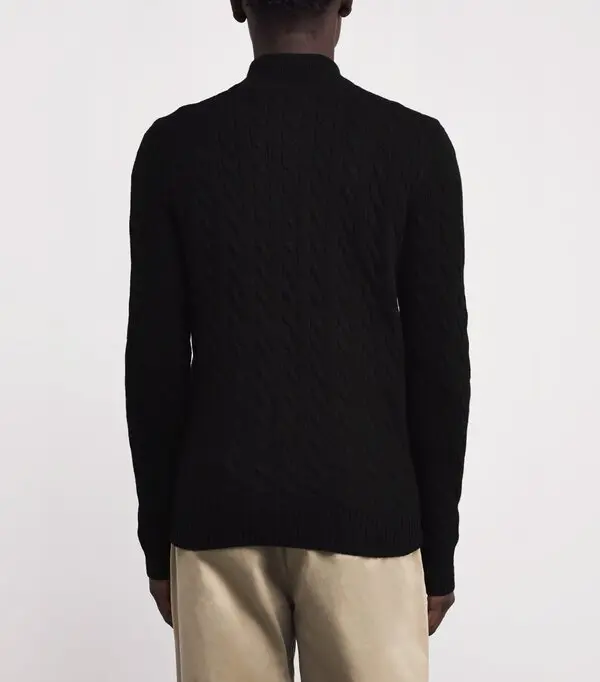 Polo Ralph Lauren Wool-cashmere Quarter-zip Cable Knit Sweater - Black