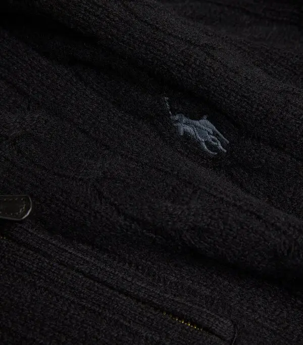 Polo Ralph Lauren Wool-cashmere Quarter-zip Cable Knit Sweater - Black