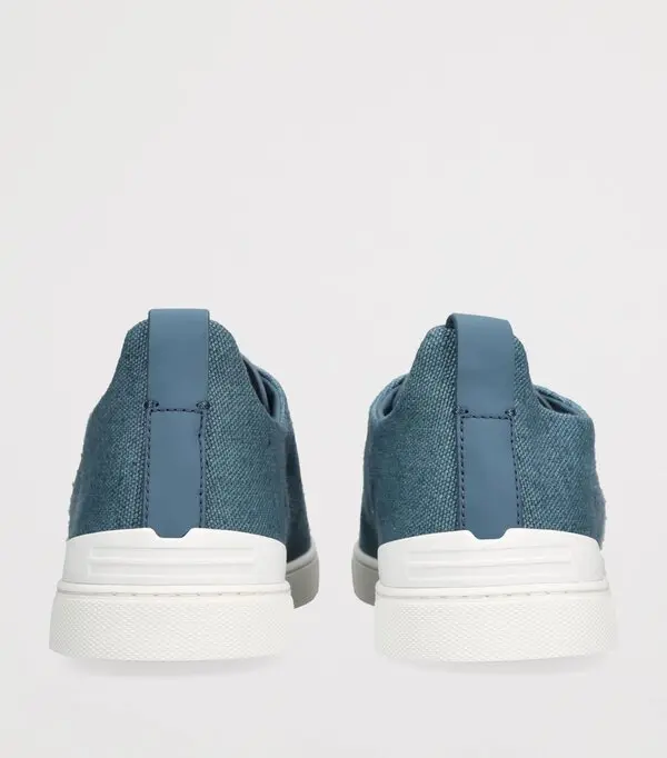 Zegna Cotton-linen Triple Stitch Sneakers - Blue