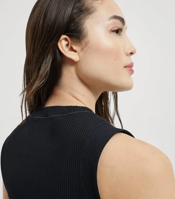 Brunello Cucinelli Cotton Ribbed Tank Top - Black