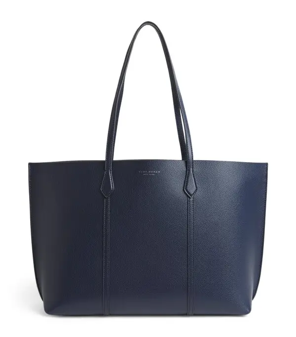 Tory Burch Leather Perry Tote Bag - Navy