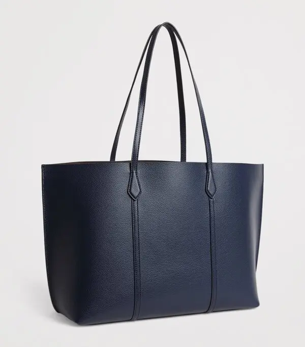 Tory Burch Leather Perry Tote Bag - Navy