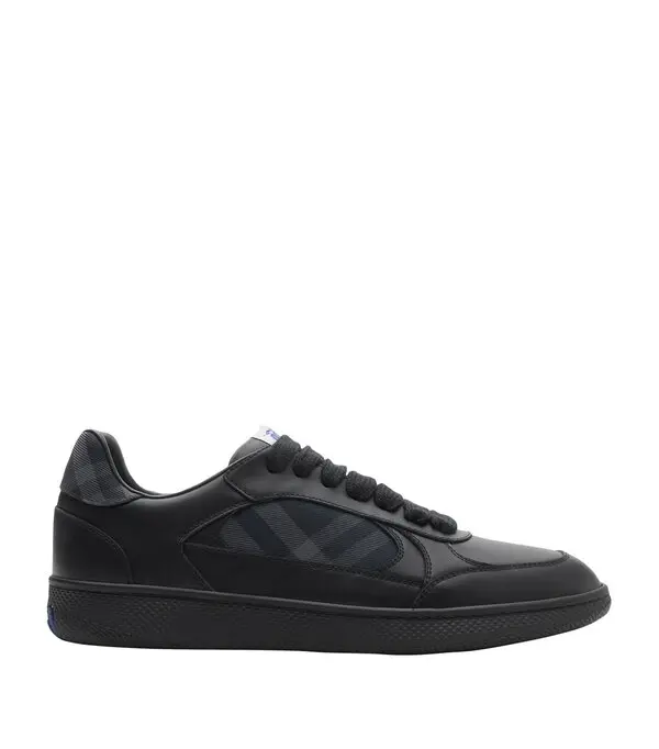 Burberry Leather Check Terrace Sneakers - Black