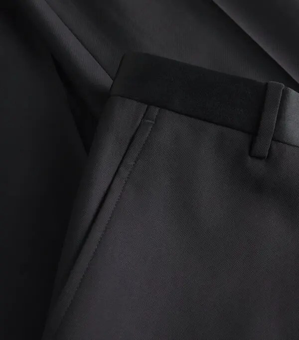 Emporio Armani Virgin Wool Tailored Trousers - Black