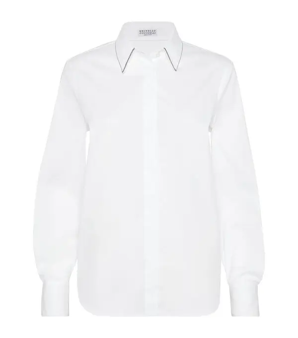 Brunello Cucinelli Stretch-cotton Poplin Monili Shirt - White