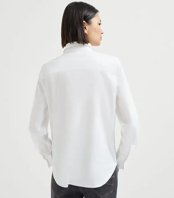 Brunello Cucinelli Stretch-cotton Poplin Monili Shirt - White