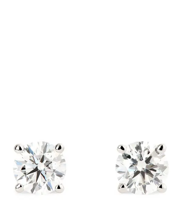 Harrods Gold And Diamond Stud Earrings - White